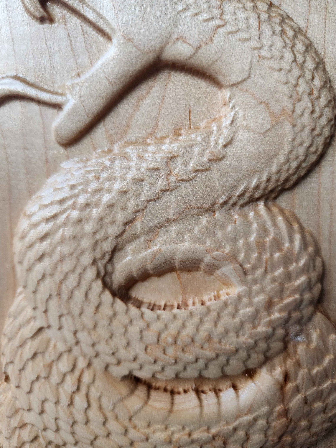Rattlesnake Carving, Maple Wall Art, Room Decor, Wood Decor, Wooden Art ...