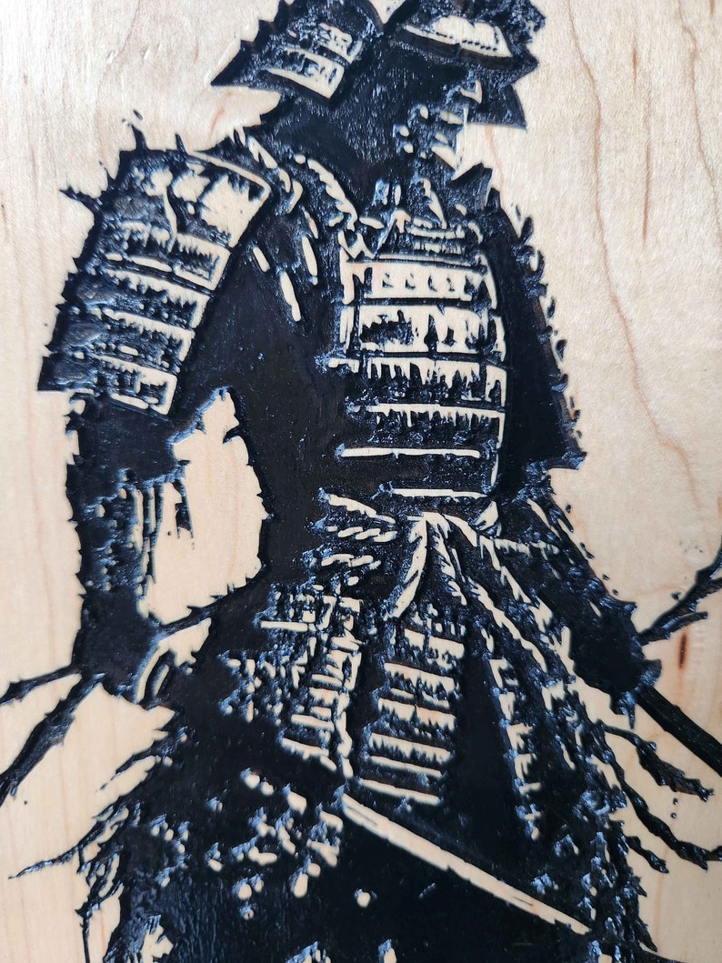 Samurai Wood Engraving, Maple Wall Art, Japanese Art, Room Decor ...