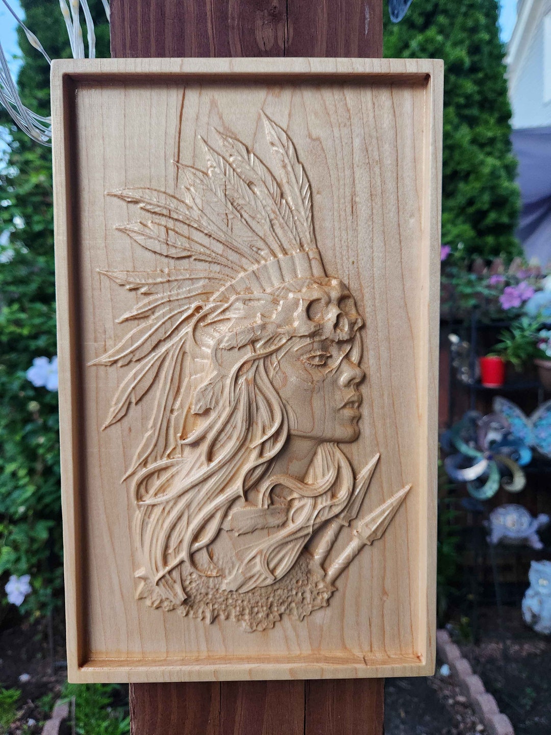 Native Girl Wood Carving, Maple Wall Art, Wood Decor, Wooden Wall Decor ...