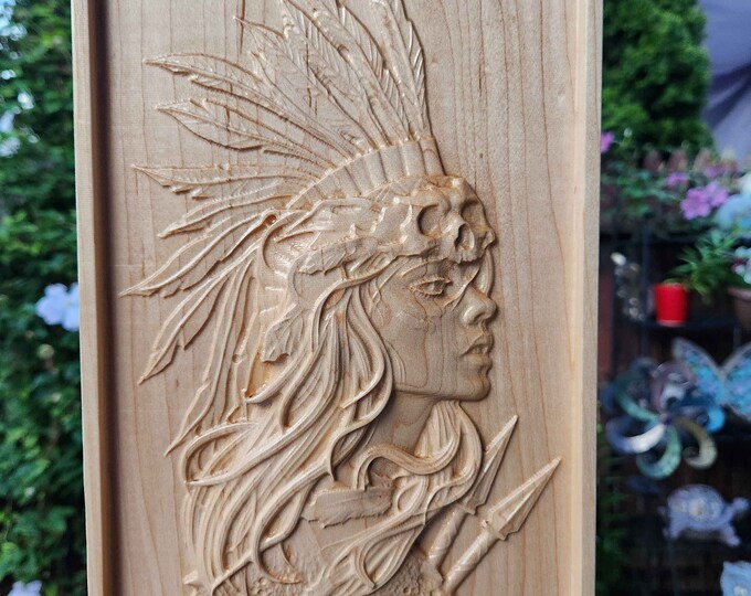 Native Girl Wood Carving, Maple Wall Art, Wood Decor, Wooden Wall Decor ...