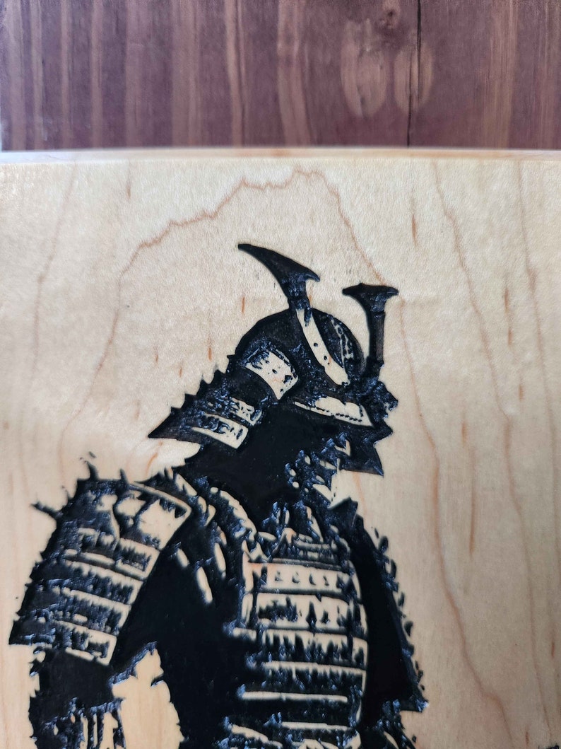 Samurai Wood Engraving, Maple Wall Art, Japanese Art, Room Decor ...
