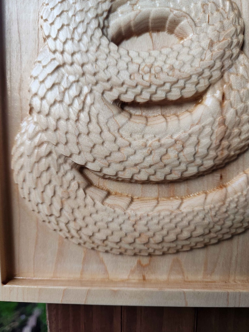 Rattlesnake Carving, Maple Wall Art, Room Decor, Wood Decor, Wooden Art ...