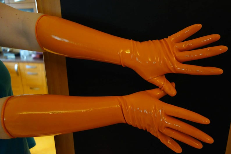 Latex Rubber Black, Orange or Transparent Fetish Gloves - Etsy