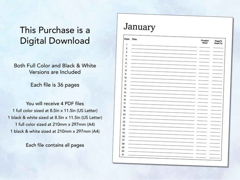 Printable Reading Tracker, Daily, Monthly, Yearly - Etsy