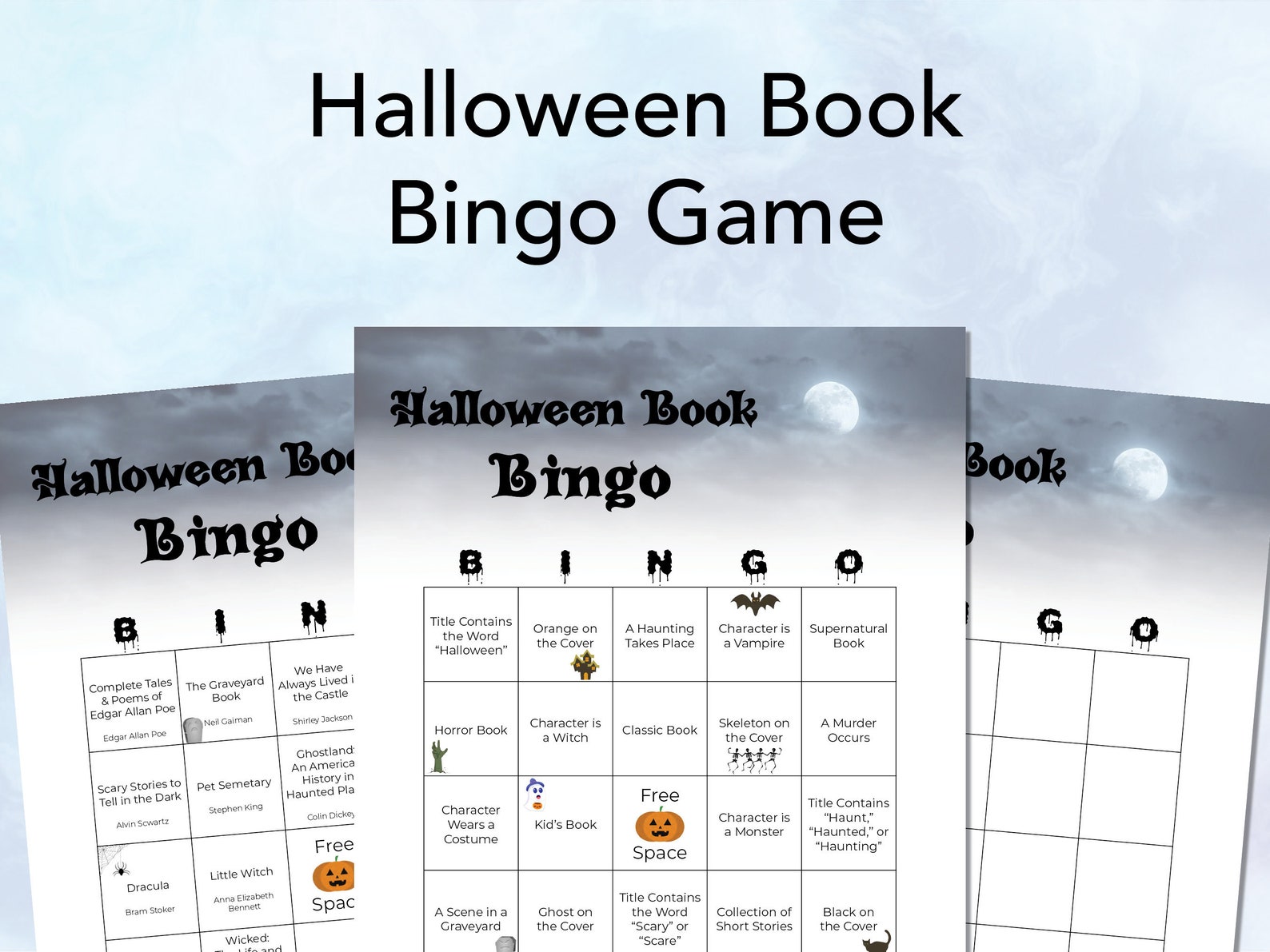 Printable Halloween Book Bingo Game - Etsy