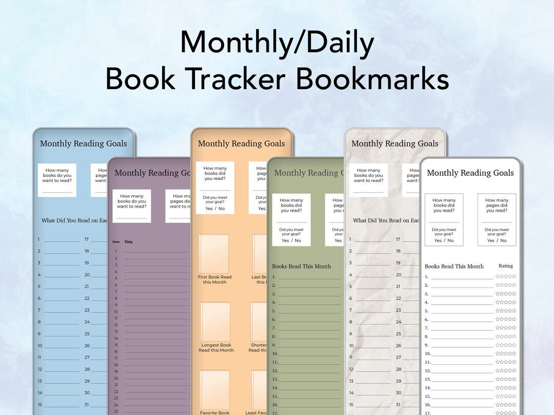 Printable Daily/monthly Book Tracker Bookmark - Etsy