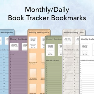Printable Daily/monthly Book Tracker Bookmark - Etsy