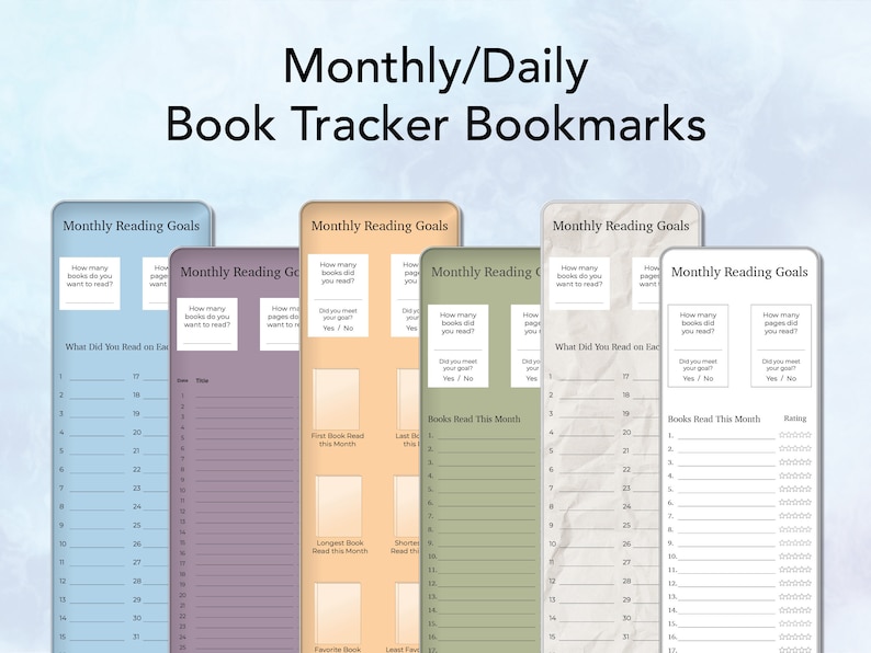 Printable Daily/monthly Book Tracker Bookmark - Etsy