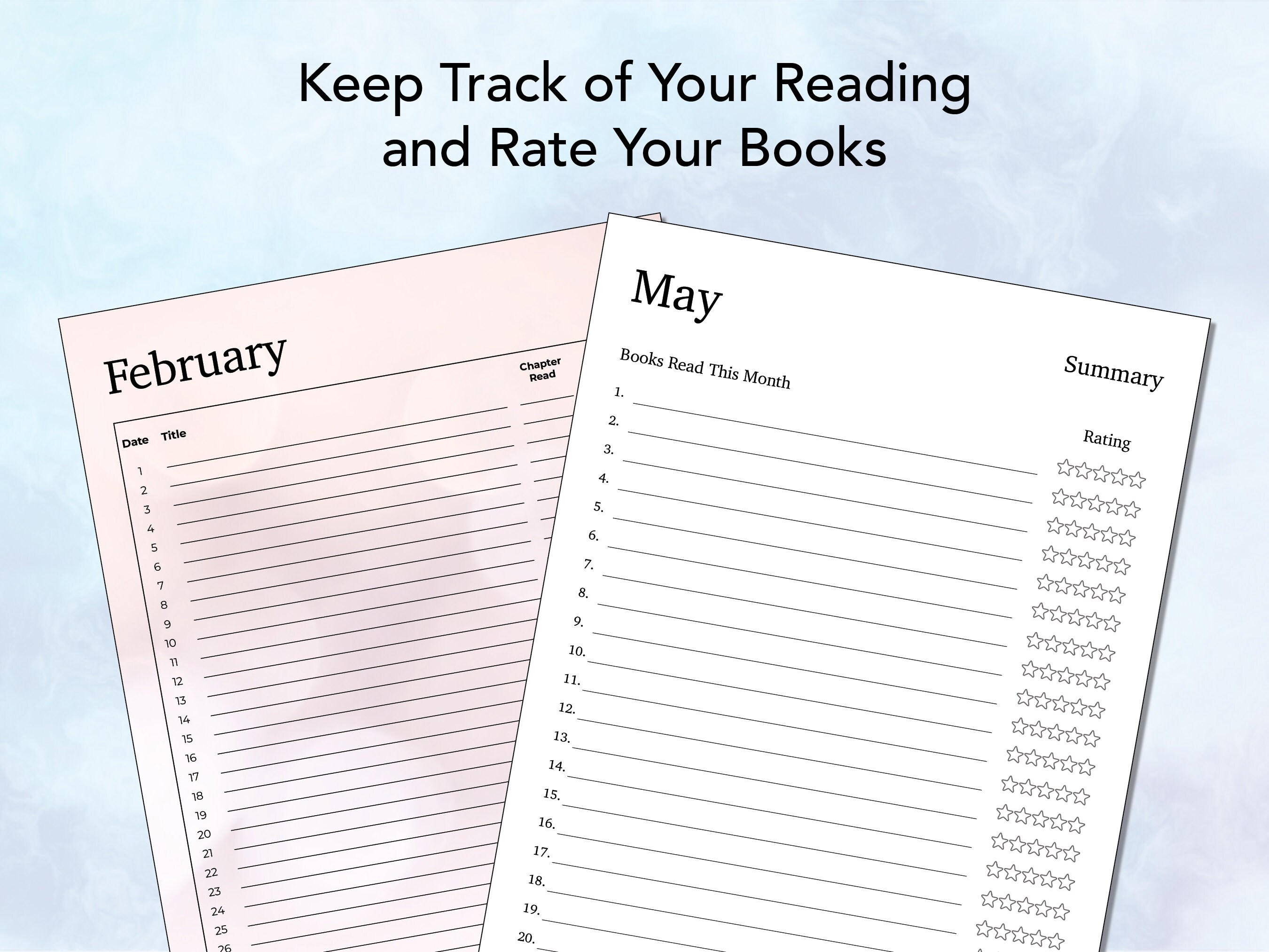Printable Monthly Year Long Reading Tracker - Etsy