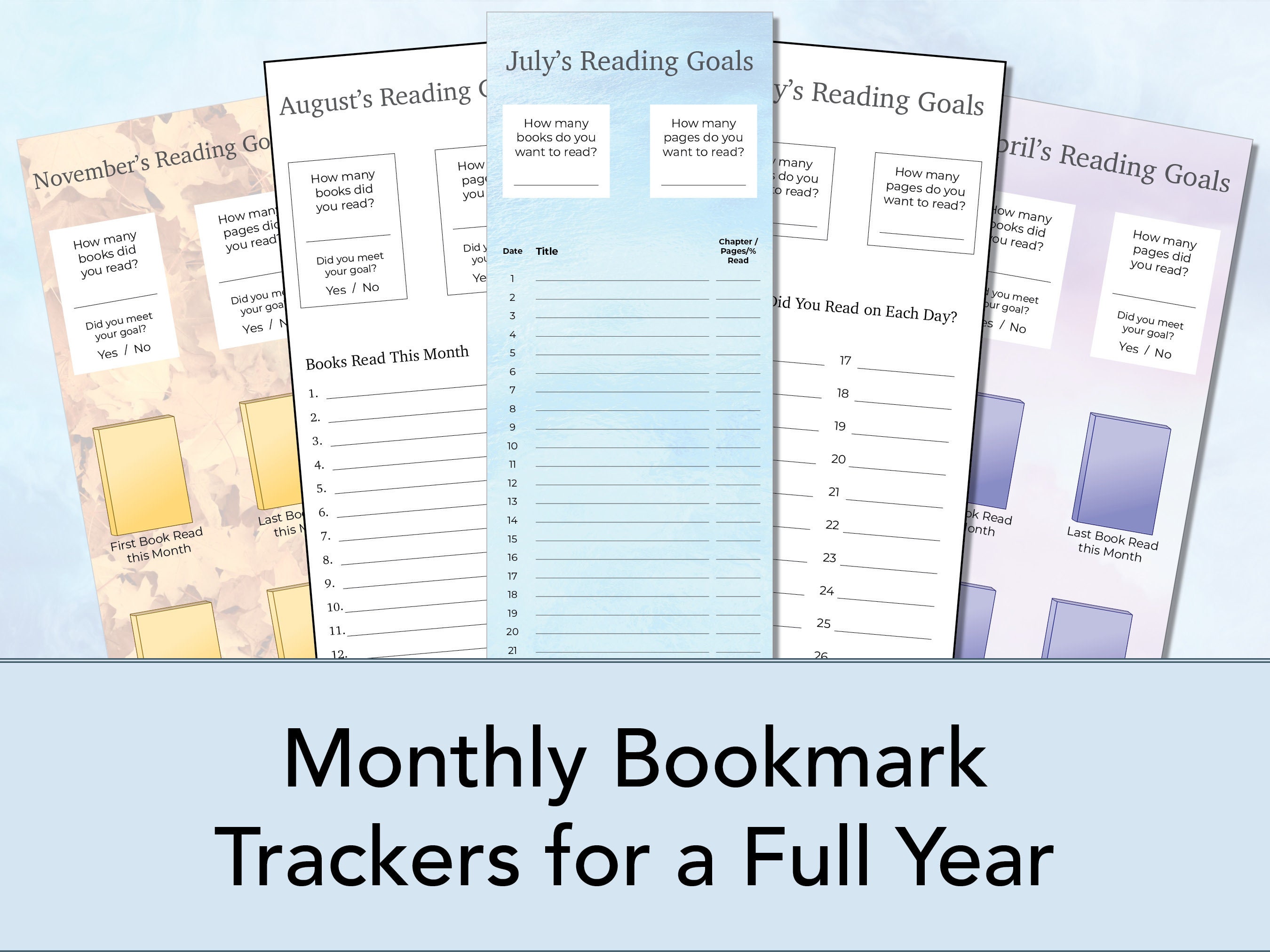 Printable Monthly Book Tracker Bookmarks - Etsy