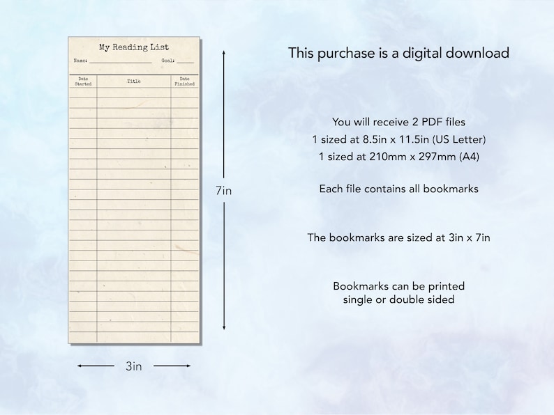 Printable Library Card Bookmarks - Etsy