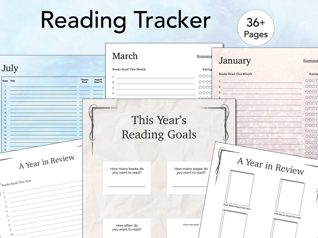Printable Reading Tracker, Daily, Monthly, Yearly - Etsy