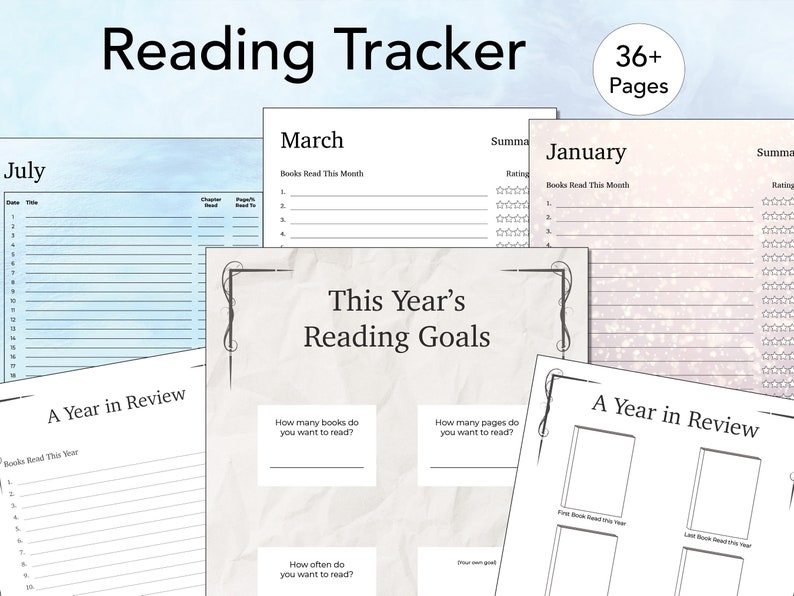 Printable Reading Tracker, Daily, Monthly, Yearly - Etsy