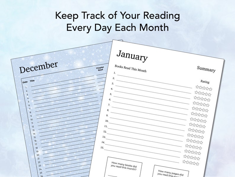 Printable Reading Tracker, Daily, Monthly, Yearly - Etsy