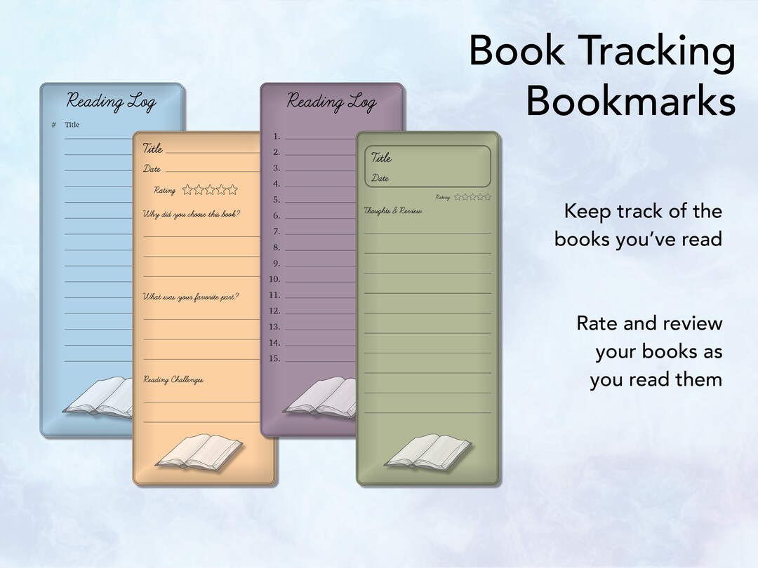 Printable Book Tracking Bookmarks - Etsy