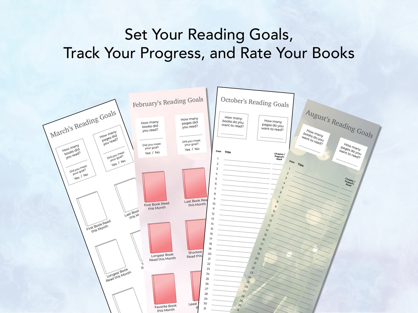 Printable Monthly Book Tracker Bookmarks - Etsy