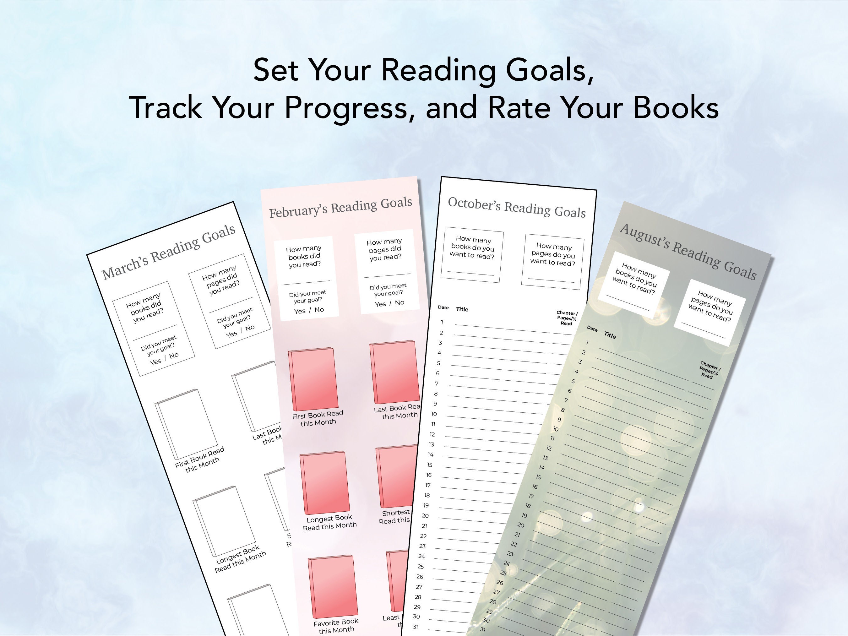 Printable Monthly Book Tracker Bookmarks - Etsy
