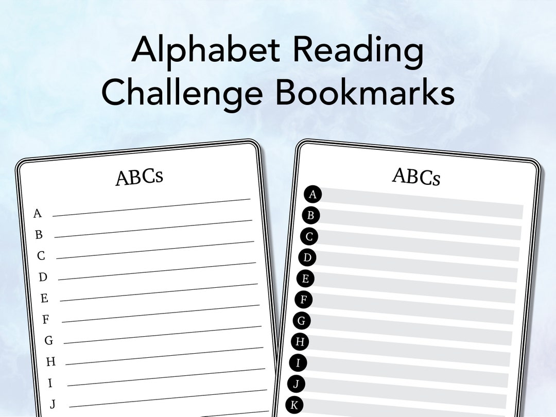 Printable ABC Alphabet Reading Challenge Bookmarks - Etsy