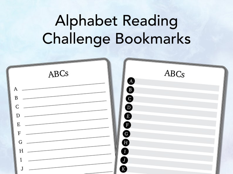 Printable ABC Alphabet Reading Challenge Bookmarks - Etsy