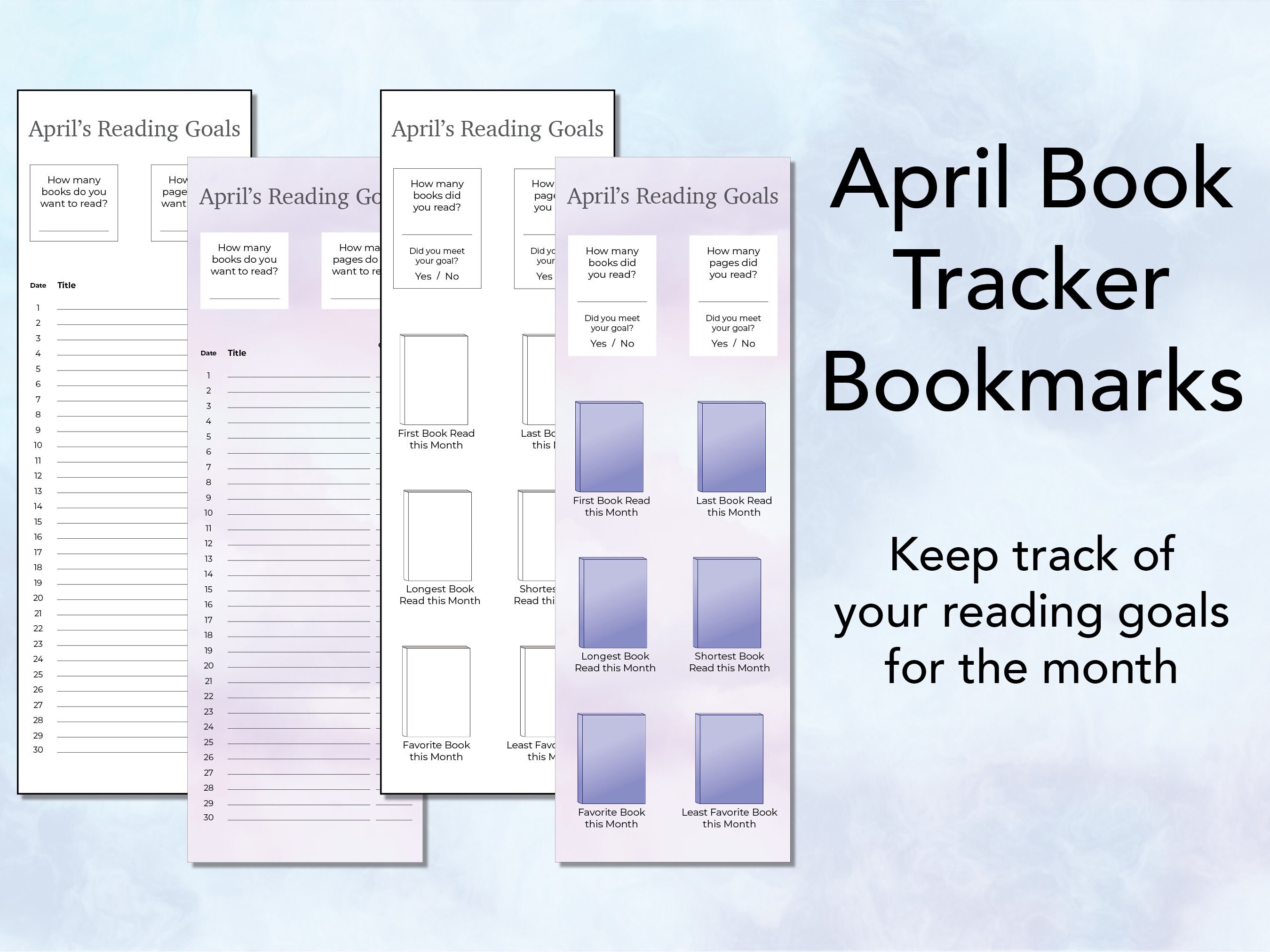 Printable April Book Tracker Bookmark - Etsy