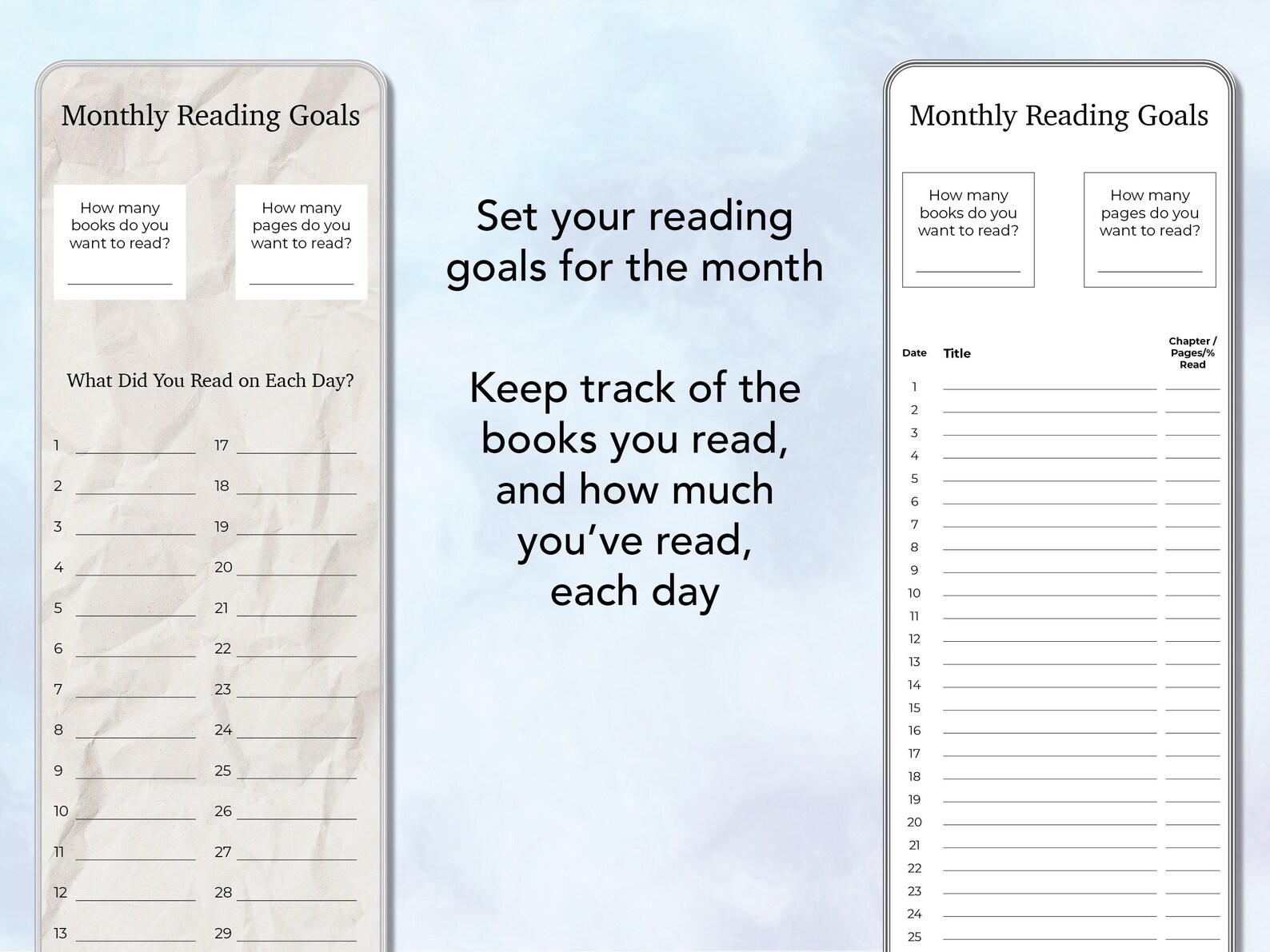 Printable Daily/monthly Book Tracker Bookmark - Etsy
