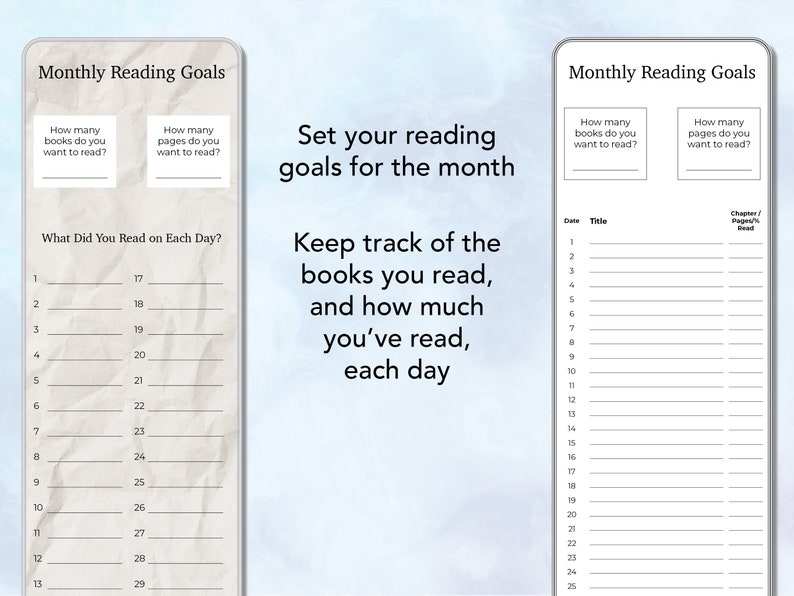 Printable Daily/monthly Book Tracker Bookmark - Etsy