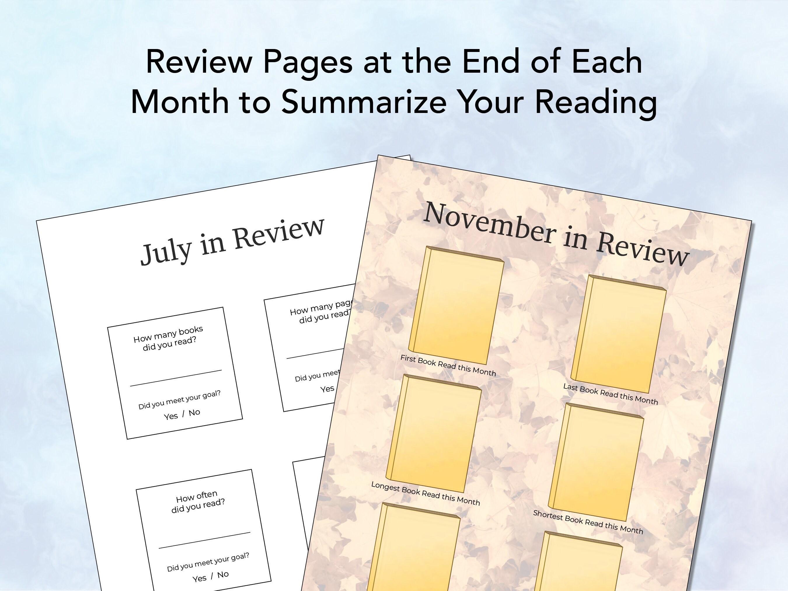 Printable Monthly Year Long Reading Tracker - Etsy