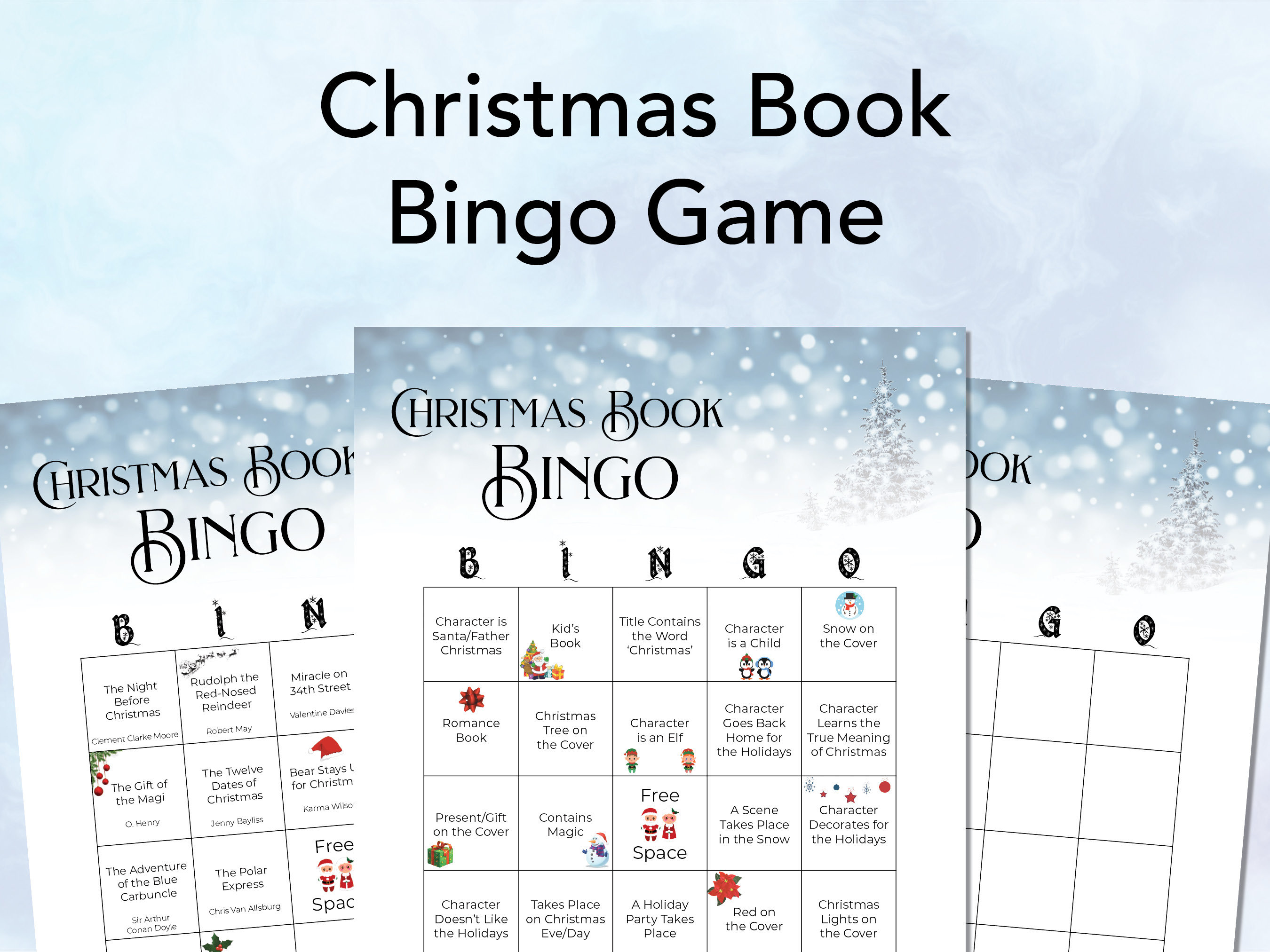Printable Christmas Book Bingo Game - Etsy