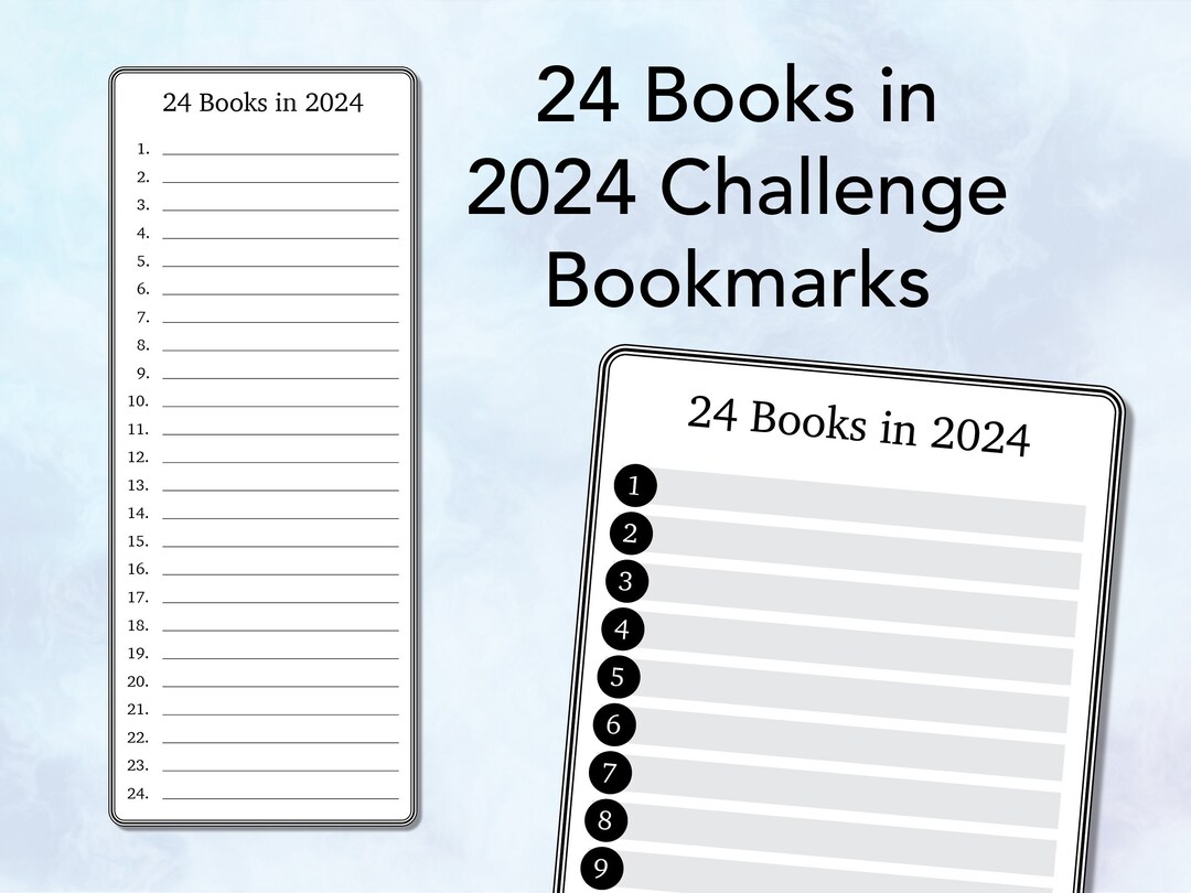 Printable 24 Books in 2024 Challenge Bookmarks - Etsy