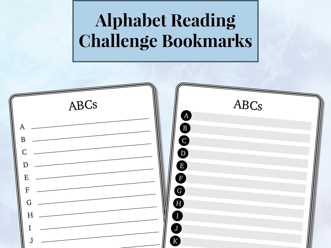 Printable ABC Alphabet Reading Challenge Bookmarks - Etsy