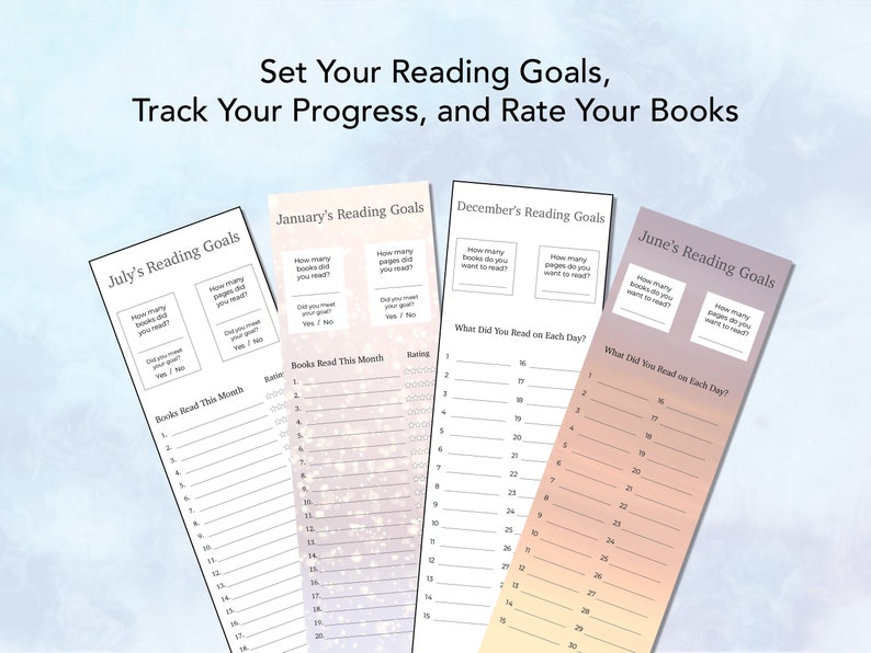 Printable Monthly Book Tracker Bookmarks - Etsy