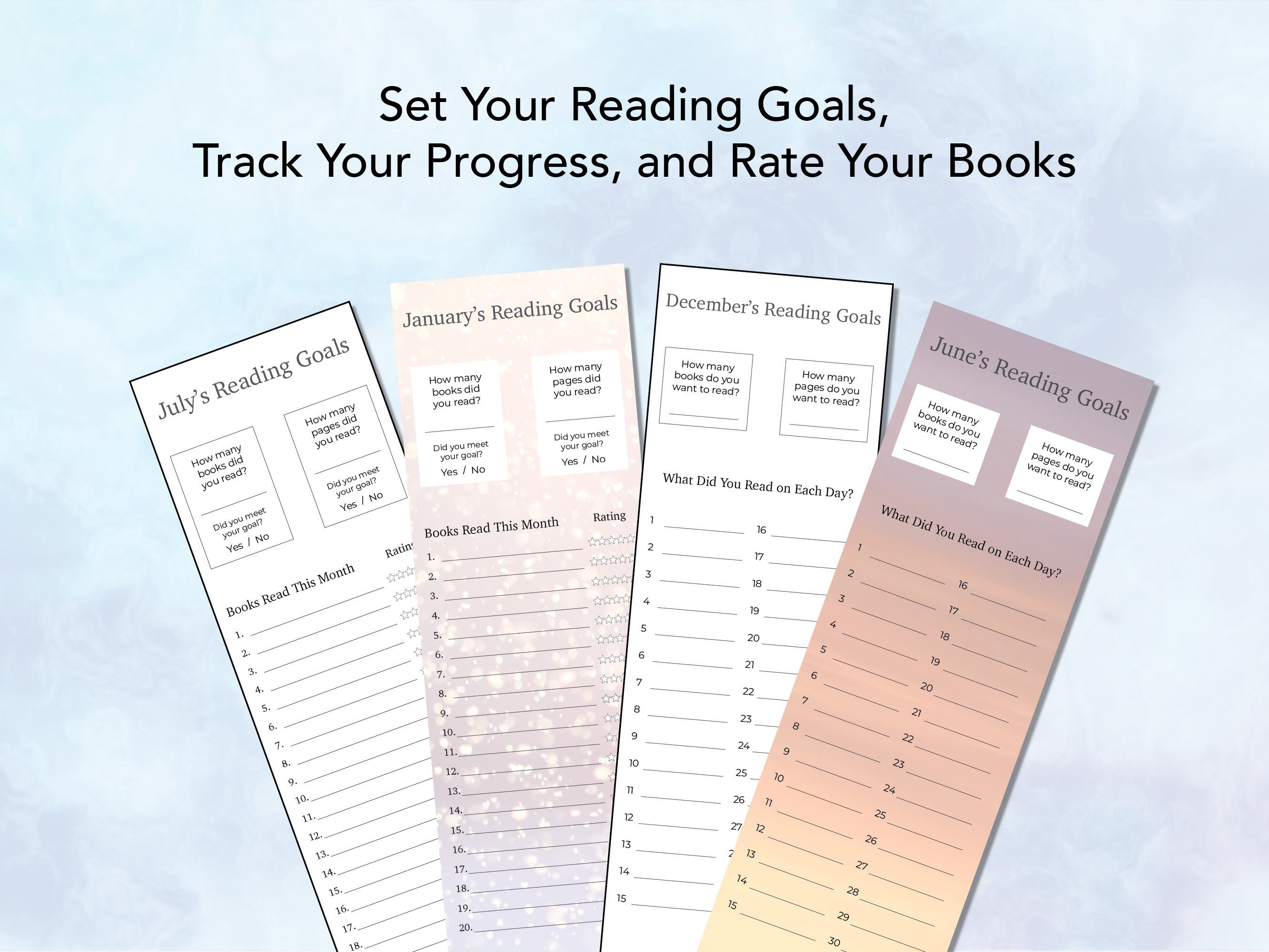 Printable Monthly Book Tracker Bookmarks - Etsy