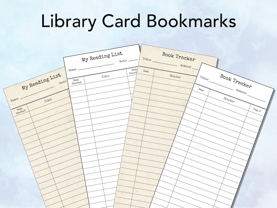 Printable Library Card Bookmarks - Etsy