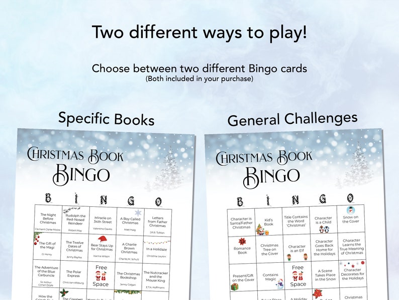 Printable Christmas Book Bingo Game - Etsy
