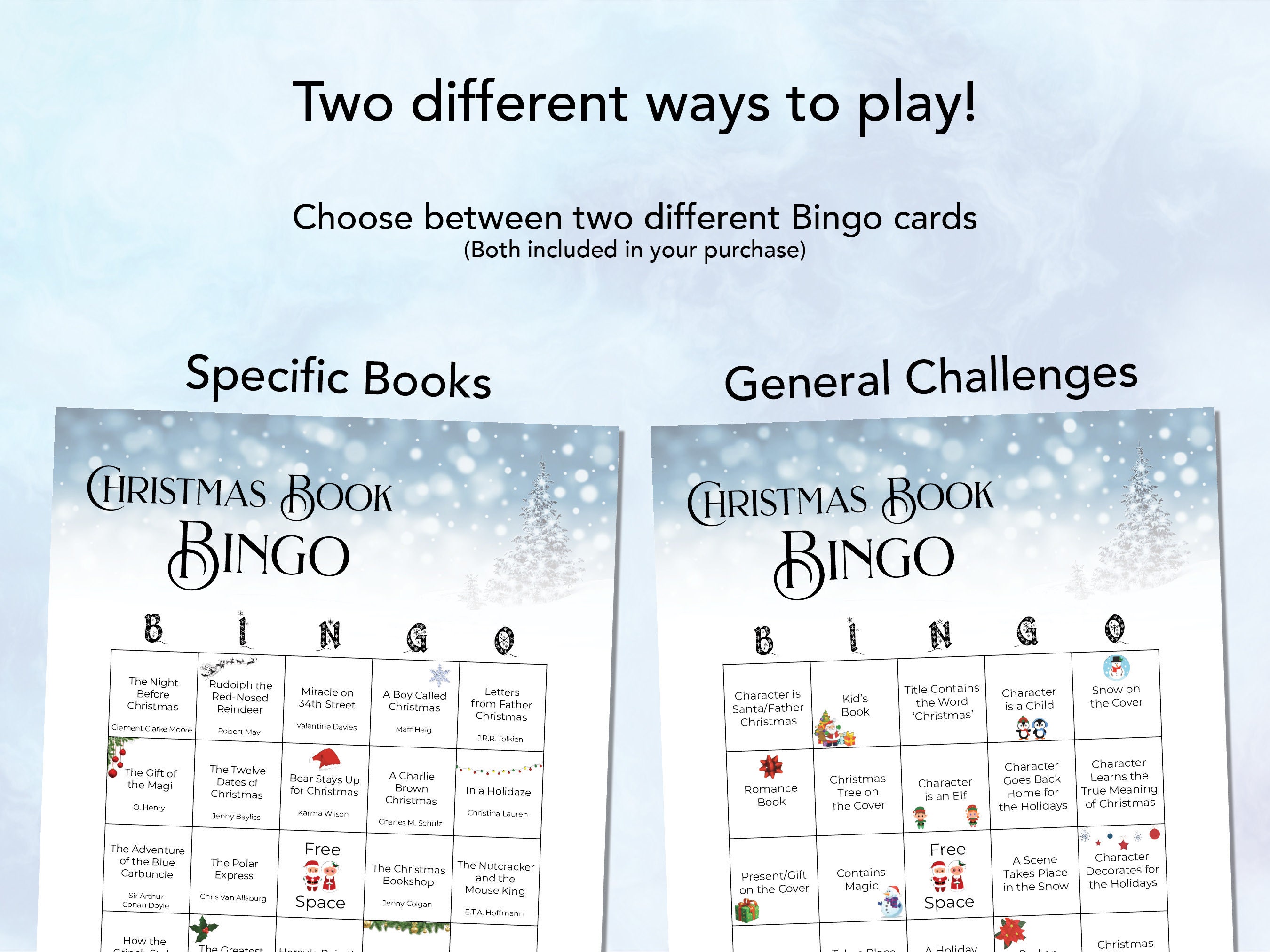 Printable Christmas Book Bingo Game - Etsy
