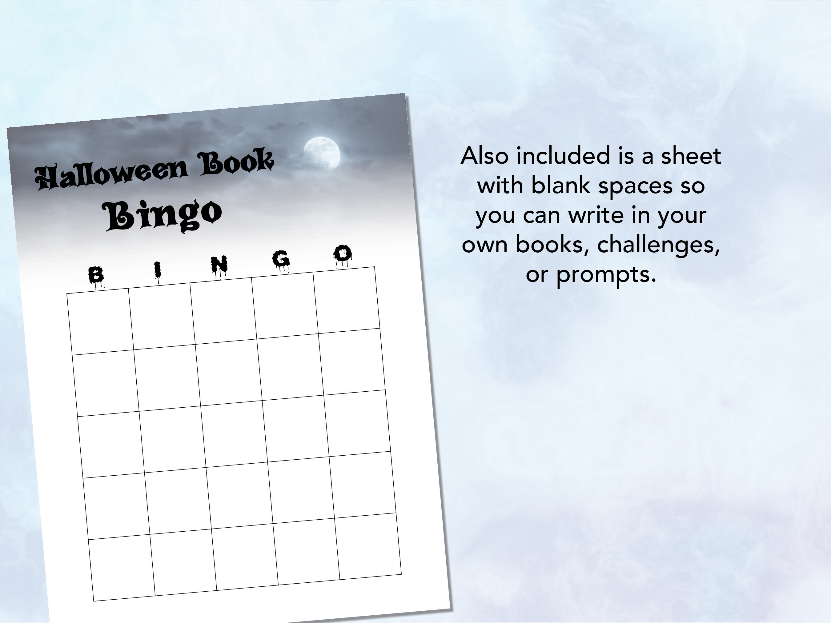 Printable Halloween Book Bingo Game - Etsy