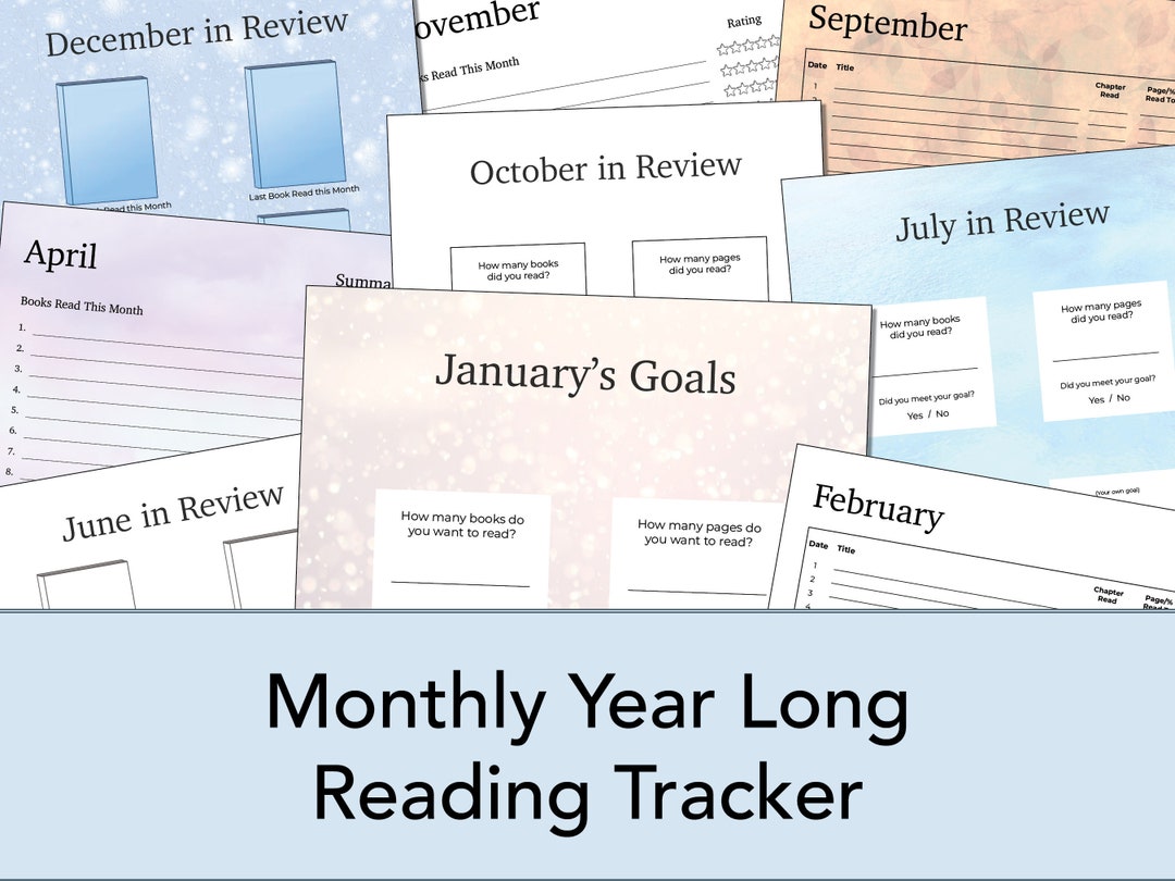 Printable Monthly Year Long Reading Tracker - Etsy Australia