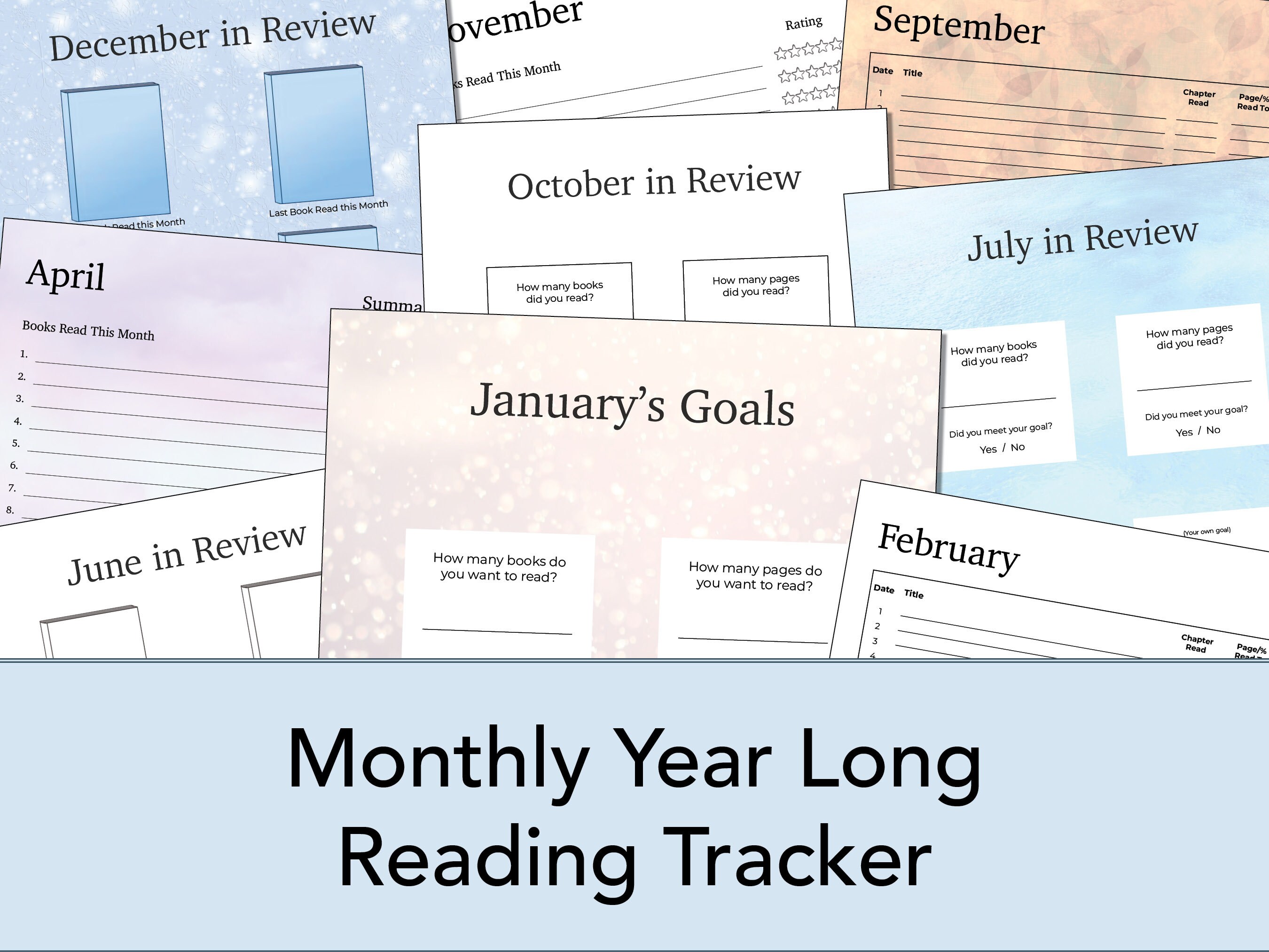 Printable Monthly Year Long Reading Tracker - Etsy