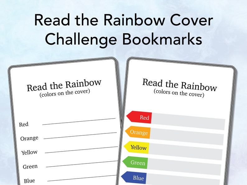 Printable Read the Rainbow Book Cover Challenge Bookmarks - Etsy