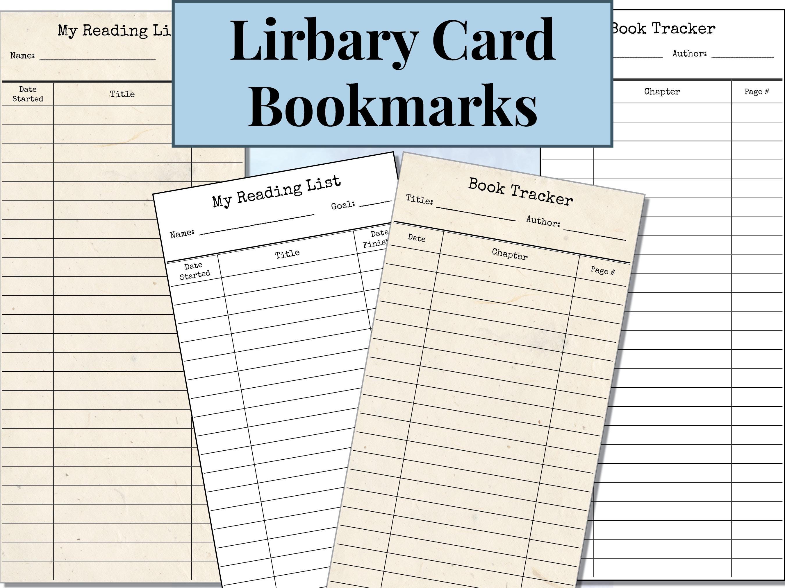 Printable Library Card Bookmarks - Etsy