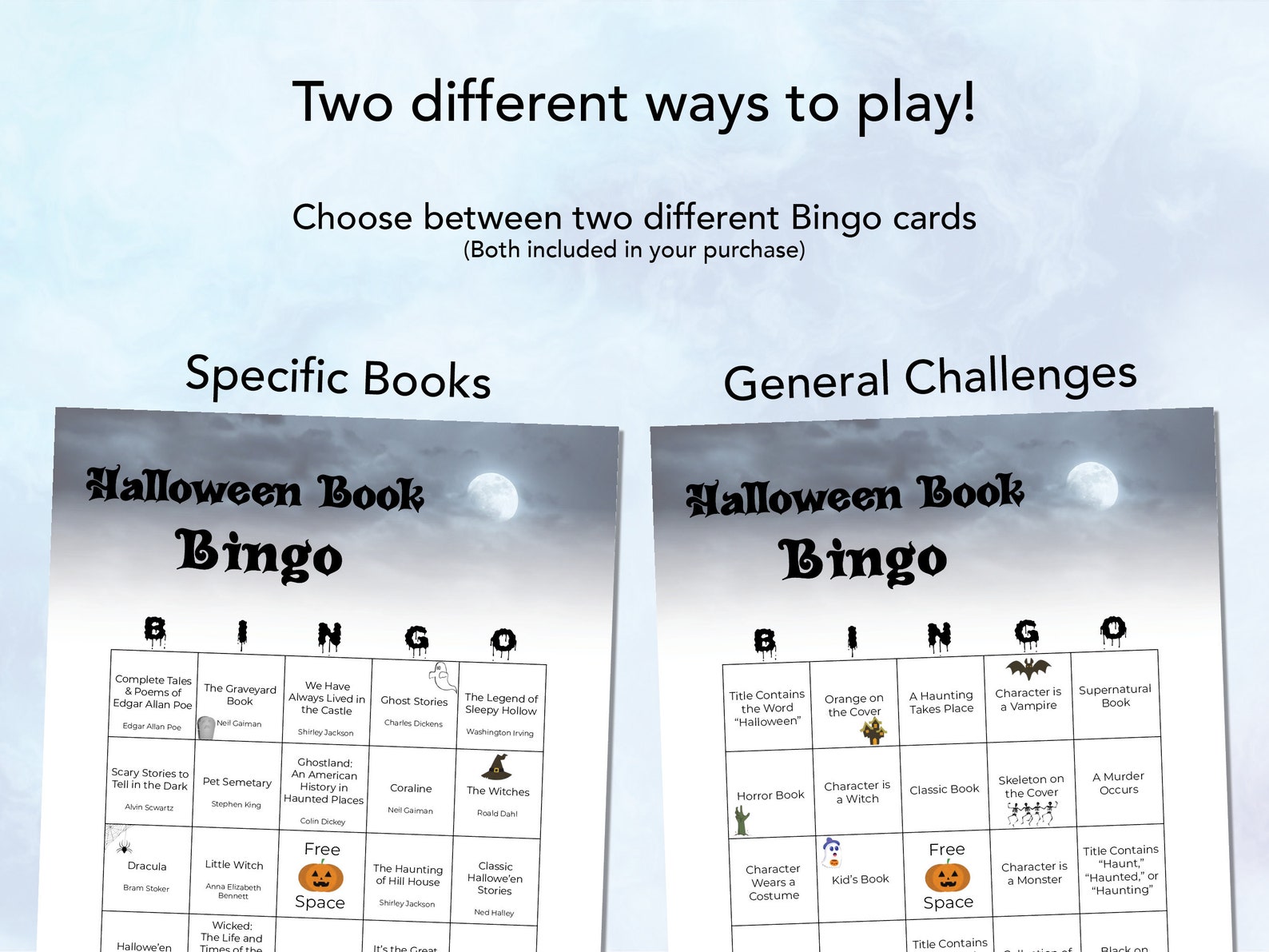 Printable Halloween Book Bingo Game - Etsy