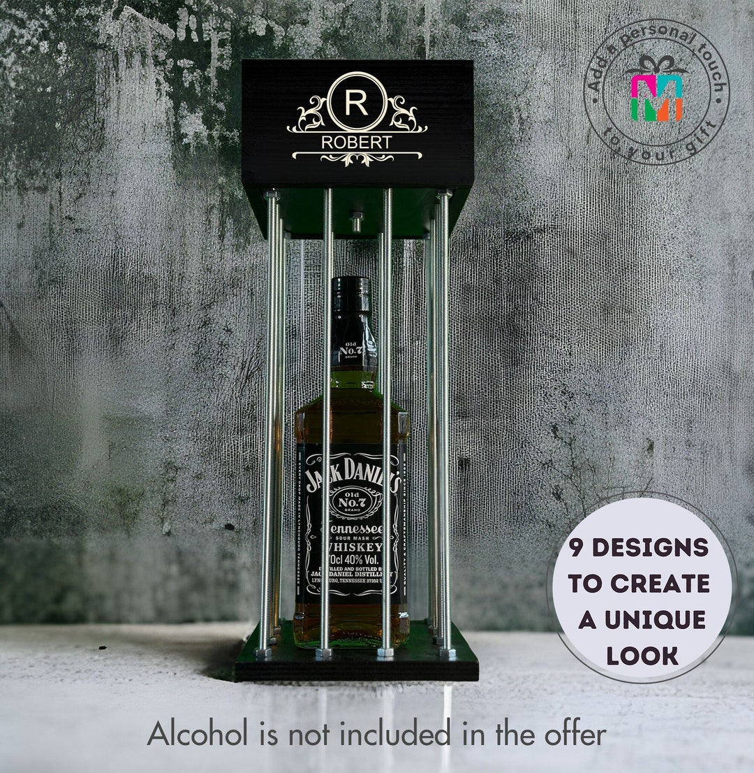 Personalized Alcohol Cage | Custom Engraved | Wooden Bottle Puzzle Gift ...