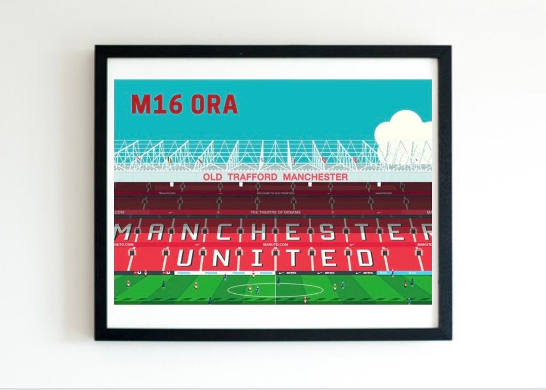 Old Trafford Print / Manchester United FC Poster Colourful Style ...