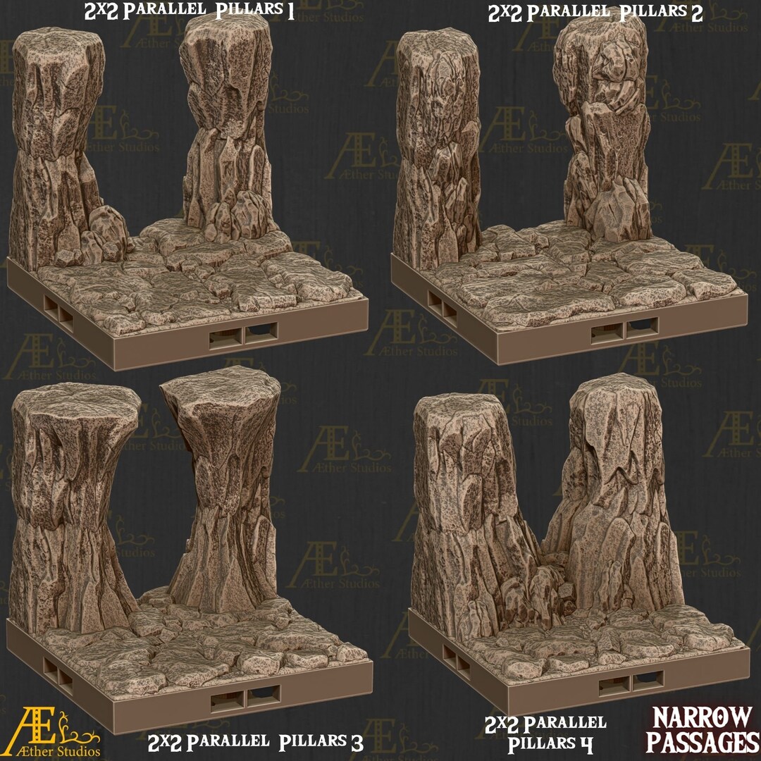 Aether Studios Cavern 3D Floor Tiles 2x2 Parallel Pillars - Etsy