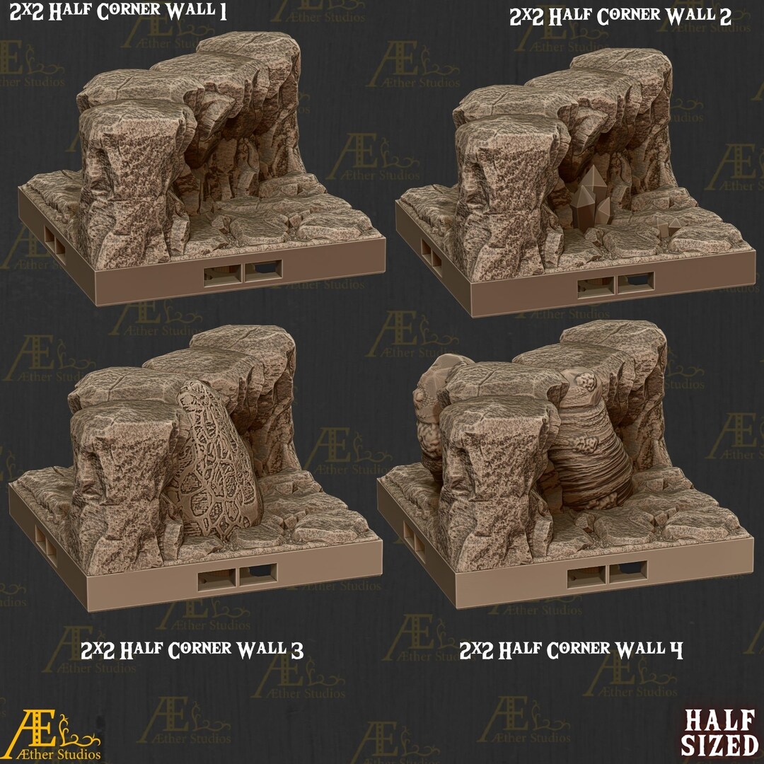 3D Printed Cavern Wall Tiles Dragonlock Design Aether Studios 2x2 Matte ...