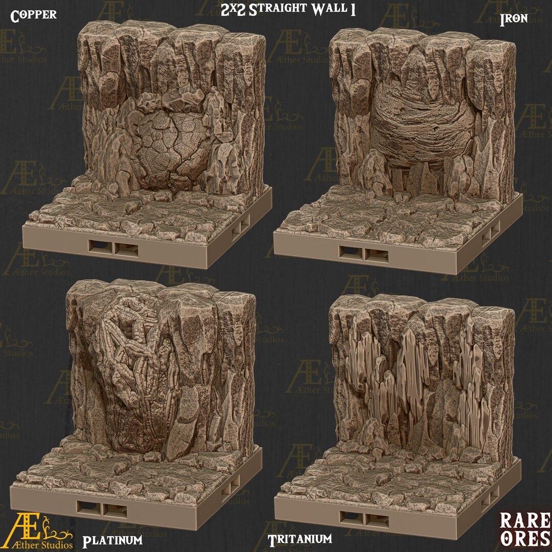 Aether Studios Cavern Wall Tiles 2x2 3D Printed Terrain - Etsy