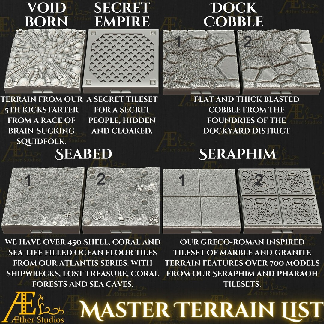 Aether Studios 2x2 3D Printed Floor Tiles for Tabletop Adventures - Etsy