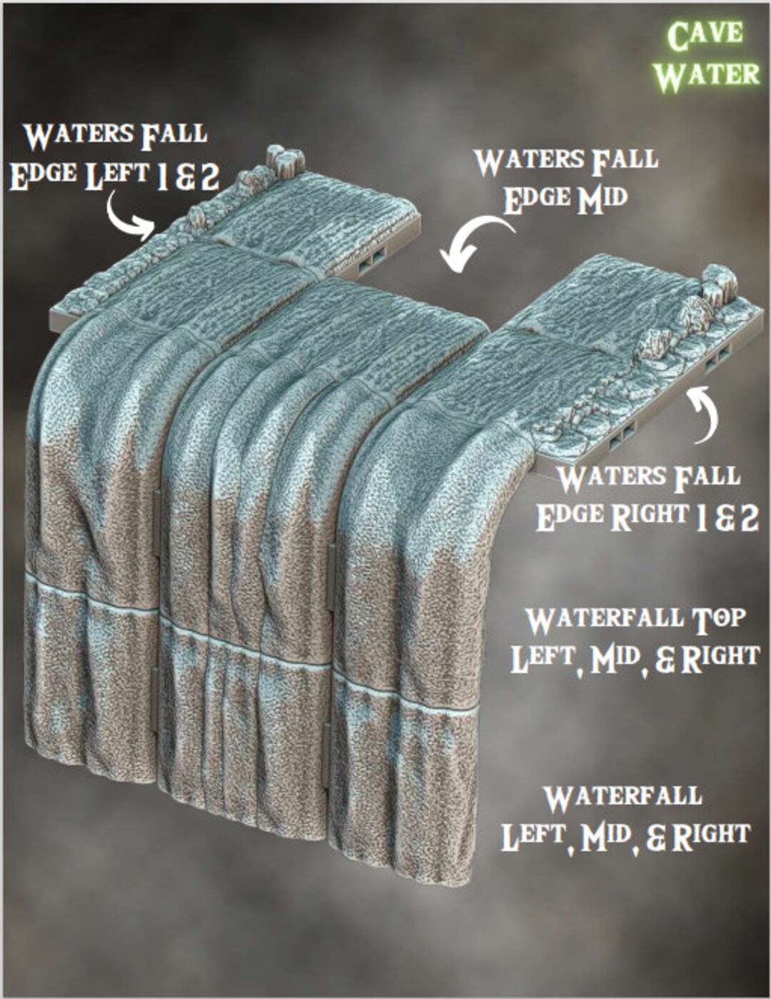 Aether Studios 3D Printed Waterfall Floor Tile Set Customizable Sizes ...