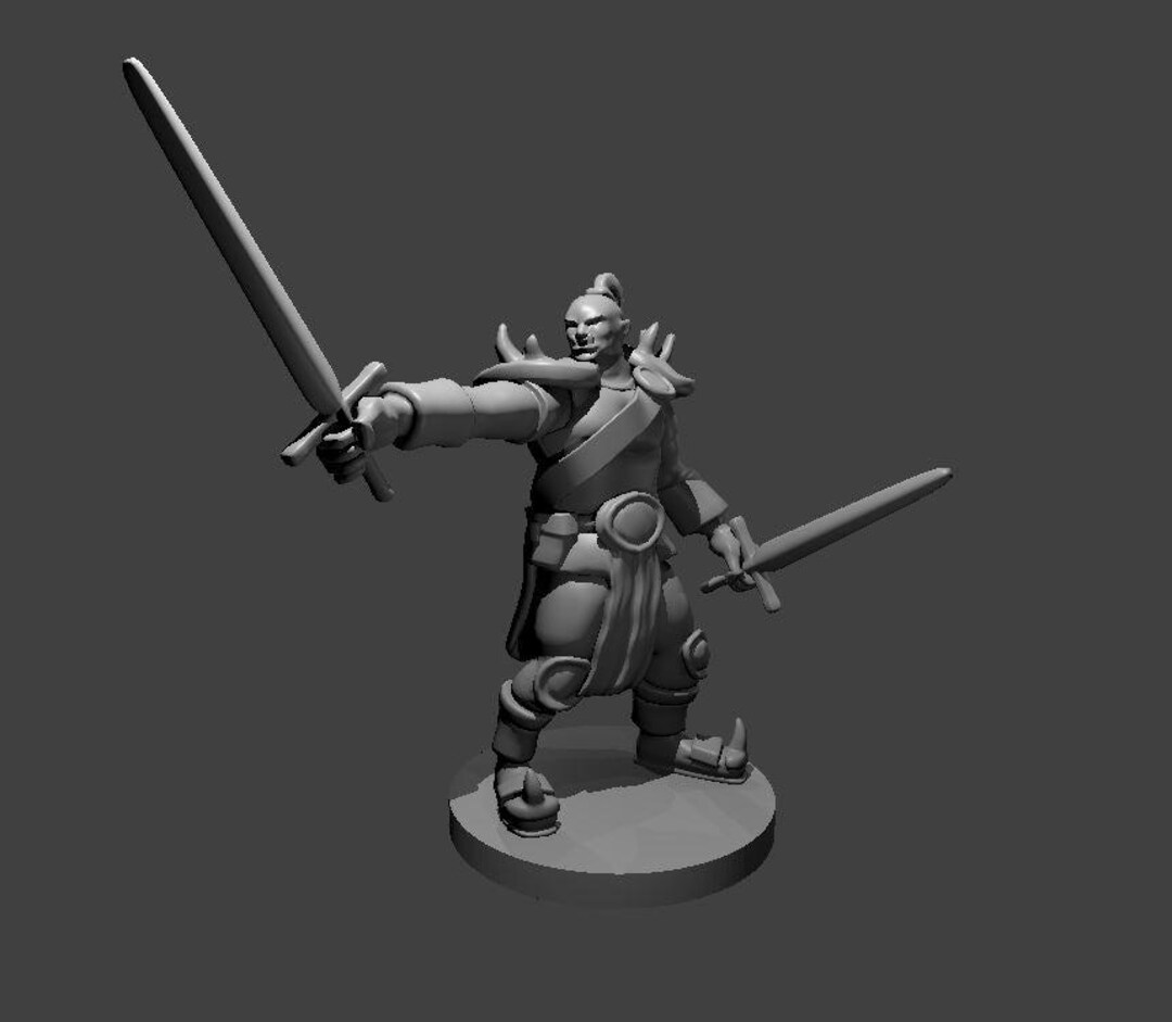 Dual-wielding Half Orc Barbarian Figure for DND - Etsy