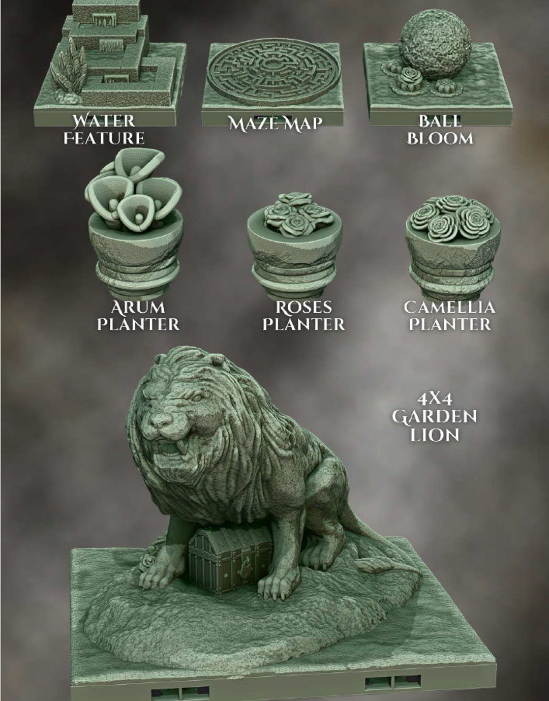 3D Printed Decorative Floor Tiles for Tabletop Games Aether Studios 2x2 ...